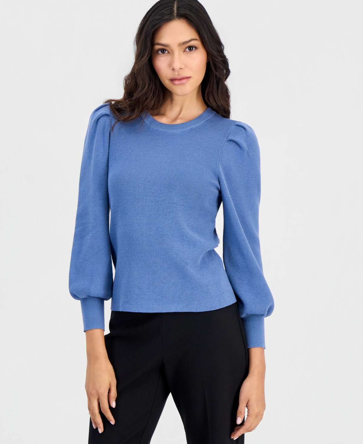 Click here for Anne Klein Essentials Womens Petite Puff-Sleeve Cr... prices