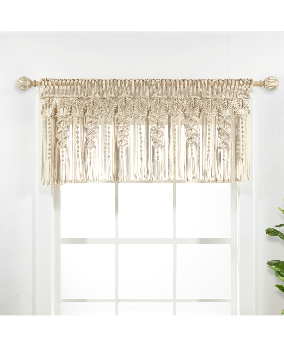 Click here for Lush Decor Boho Macrame Textured Cotton Valance Cu... prices