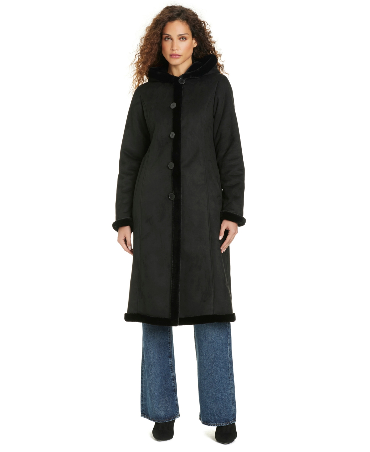 Click here for Jones New York Womens Maxi Faux Shearling Coat - B... prices
