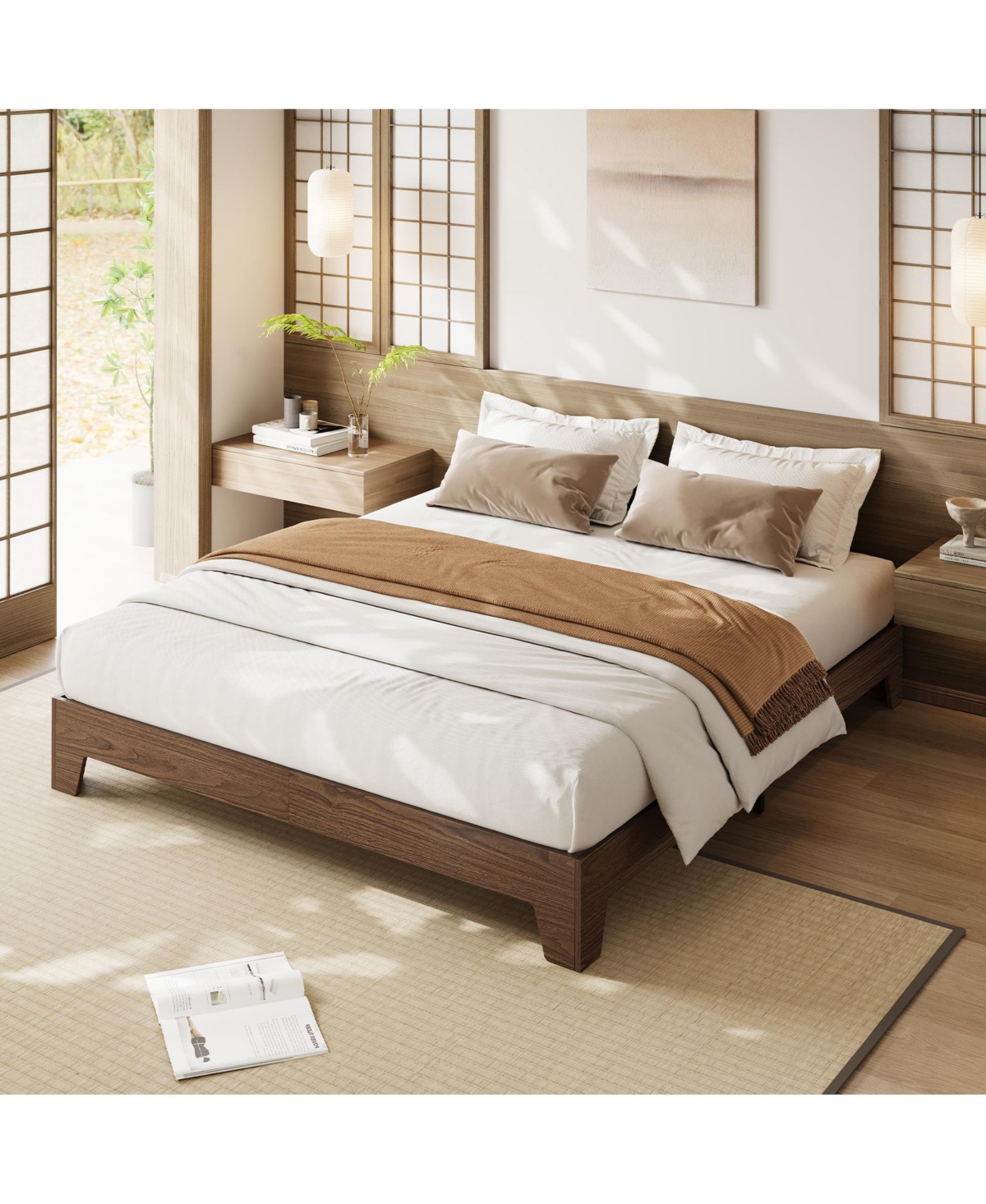 Click here for homfan Platform Bed Frame with Wood-Grain Finish... prices