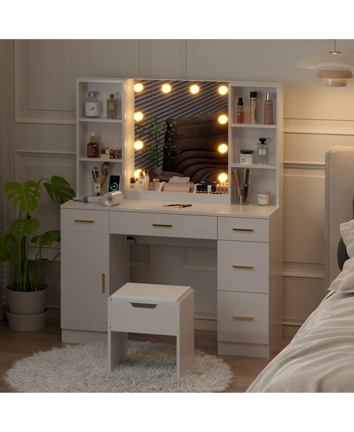 Click here for Garvee Led Lighted Vanity Desk With Mirror - Makeu... prices