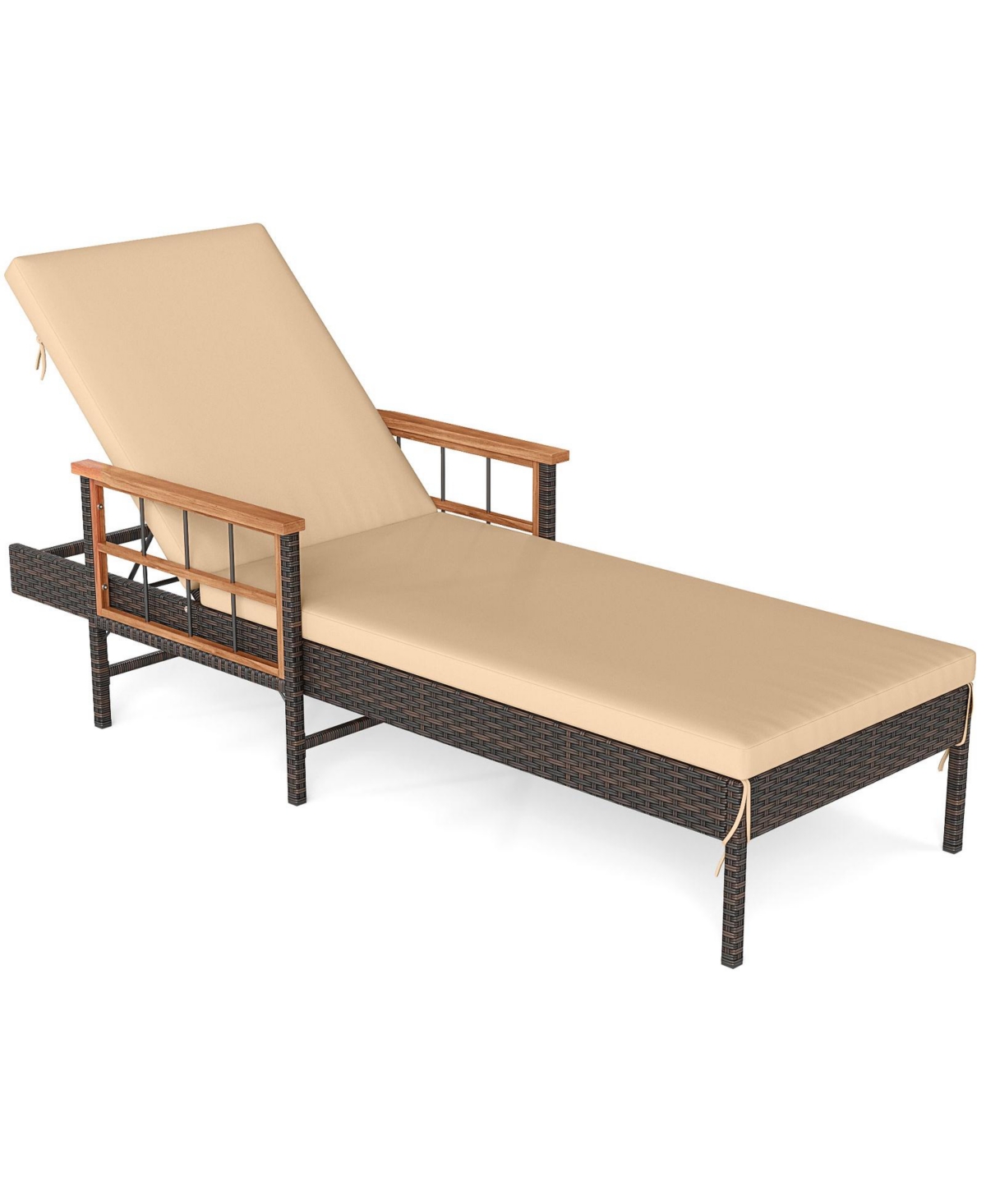 Click here for Sugift Pe Wicker Reclining Lounger with 4-Level Ba... prices