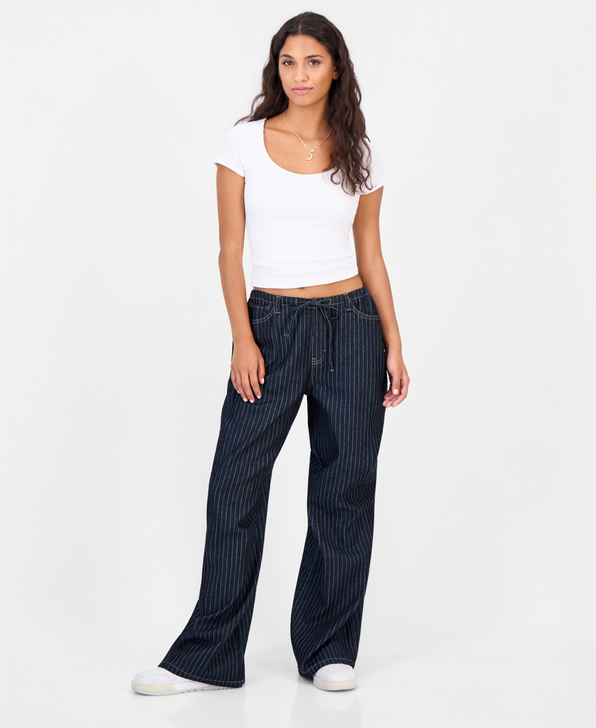 Click here for Vanilla Star Juniors Striped Wide-Leg Pull-On Jean... prices