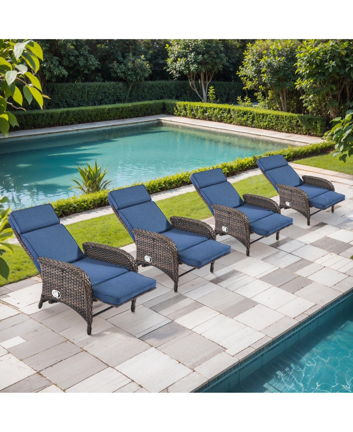 Click here for Pocassy Chaise Lounge Chair Outdoor Set of 4  Wick... prices