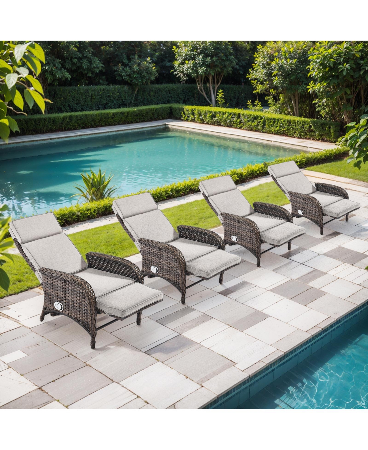 Click here for Pocassy Chaise Lounge Chair Outdoor Set of 4  Wick... prices