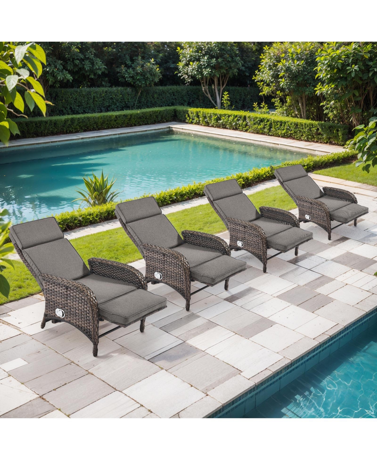 Click here for Pocassy Chaise Lounge Chair Outdoor Set of 4  Wick... prices