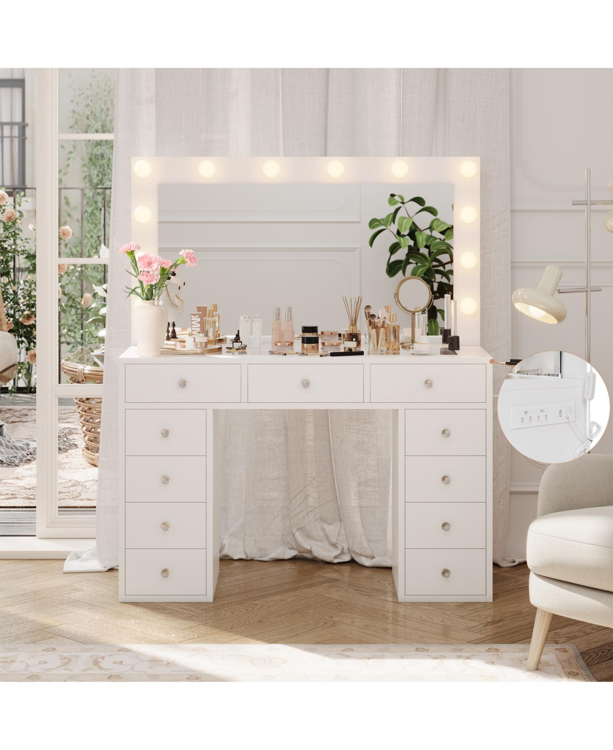 Click here for gaomon Makeup Vanity Desk with Mirror  45W Dressin... prices