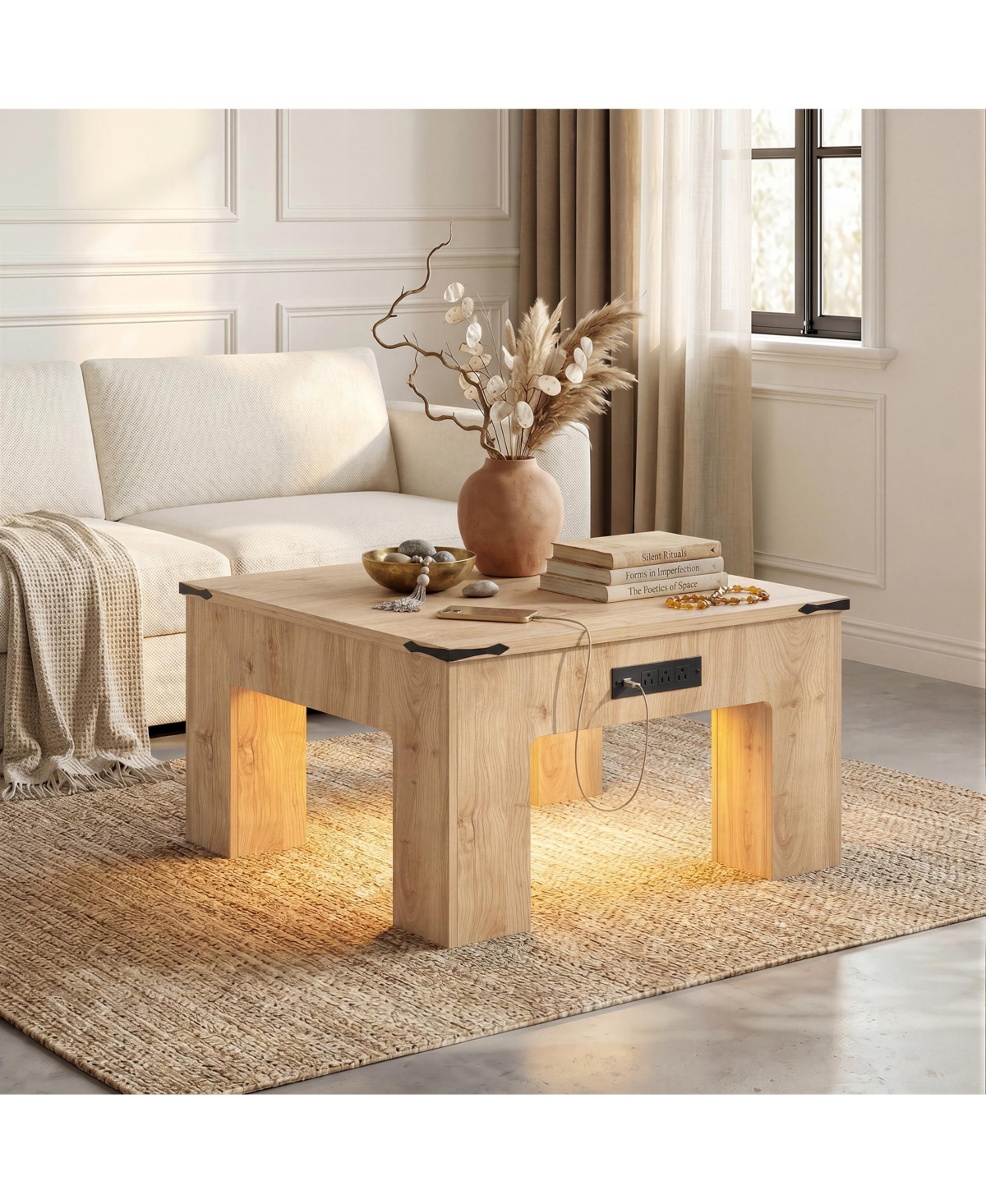 Click here for Aheaplus Wooden Coffee Table with Rgb Led Light  C... prices