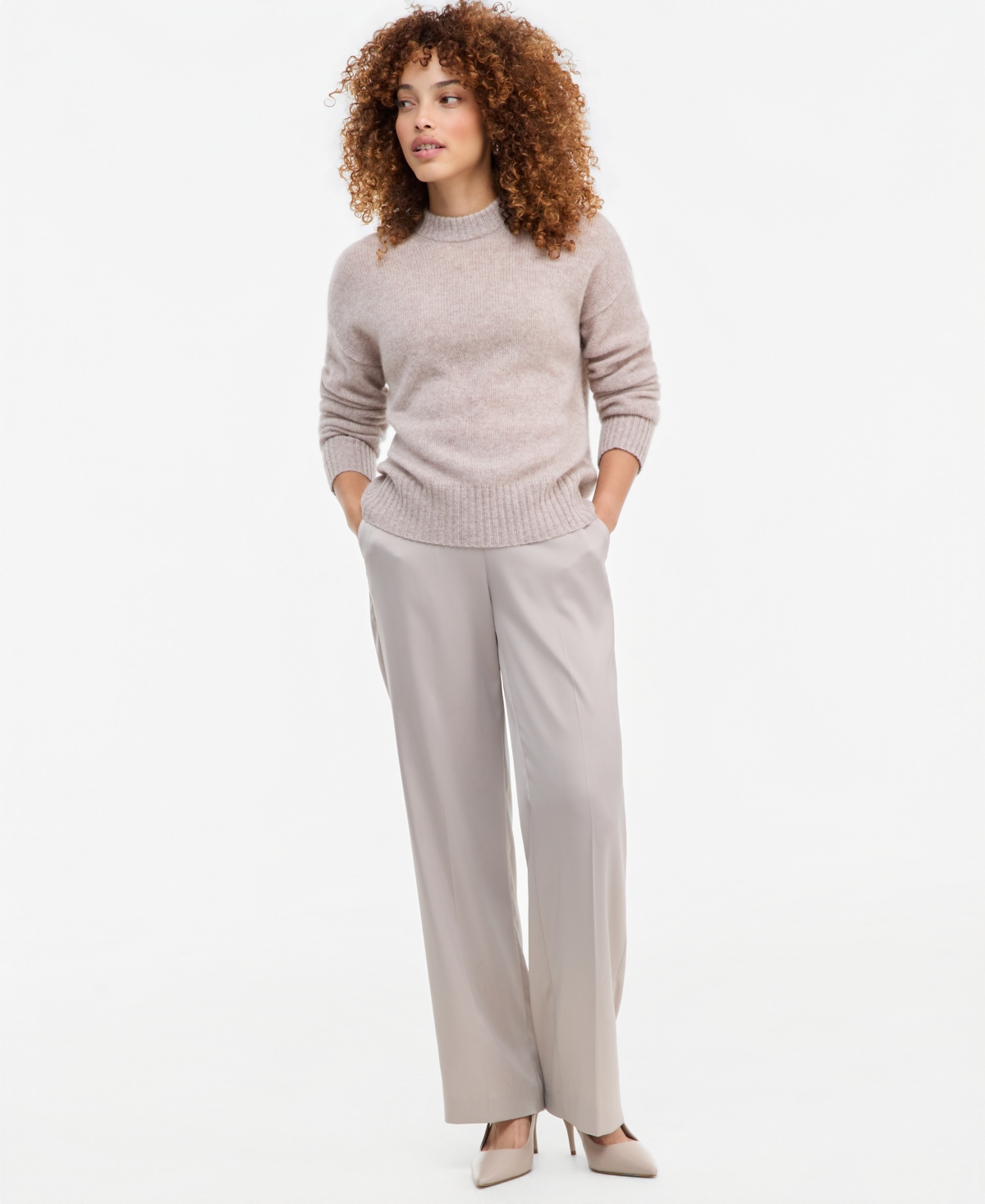 Click here for Petite Cm Relaxed Crewneck Cashmere Relaxed-Fit Sw... prices