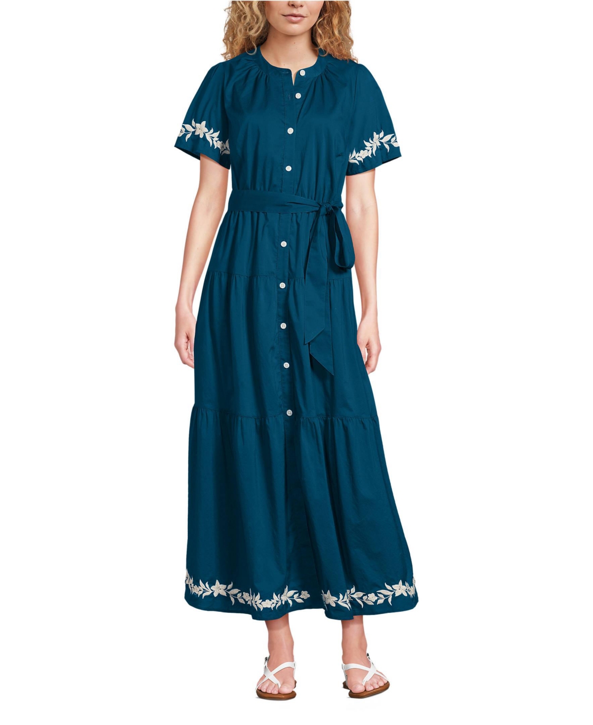 Click here for Lands End Womens Cotton Voile Button Front Maxi Dr... prices