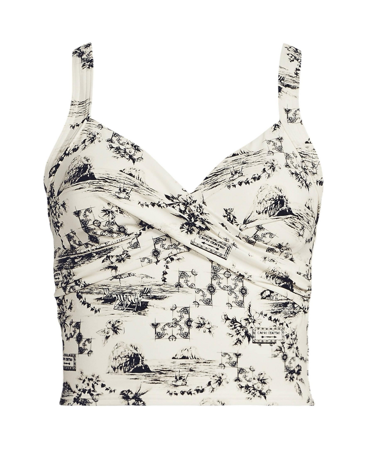 Click here for Lands End Womens V-Neck Wrap Midkini Top - Egret/b... prices
