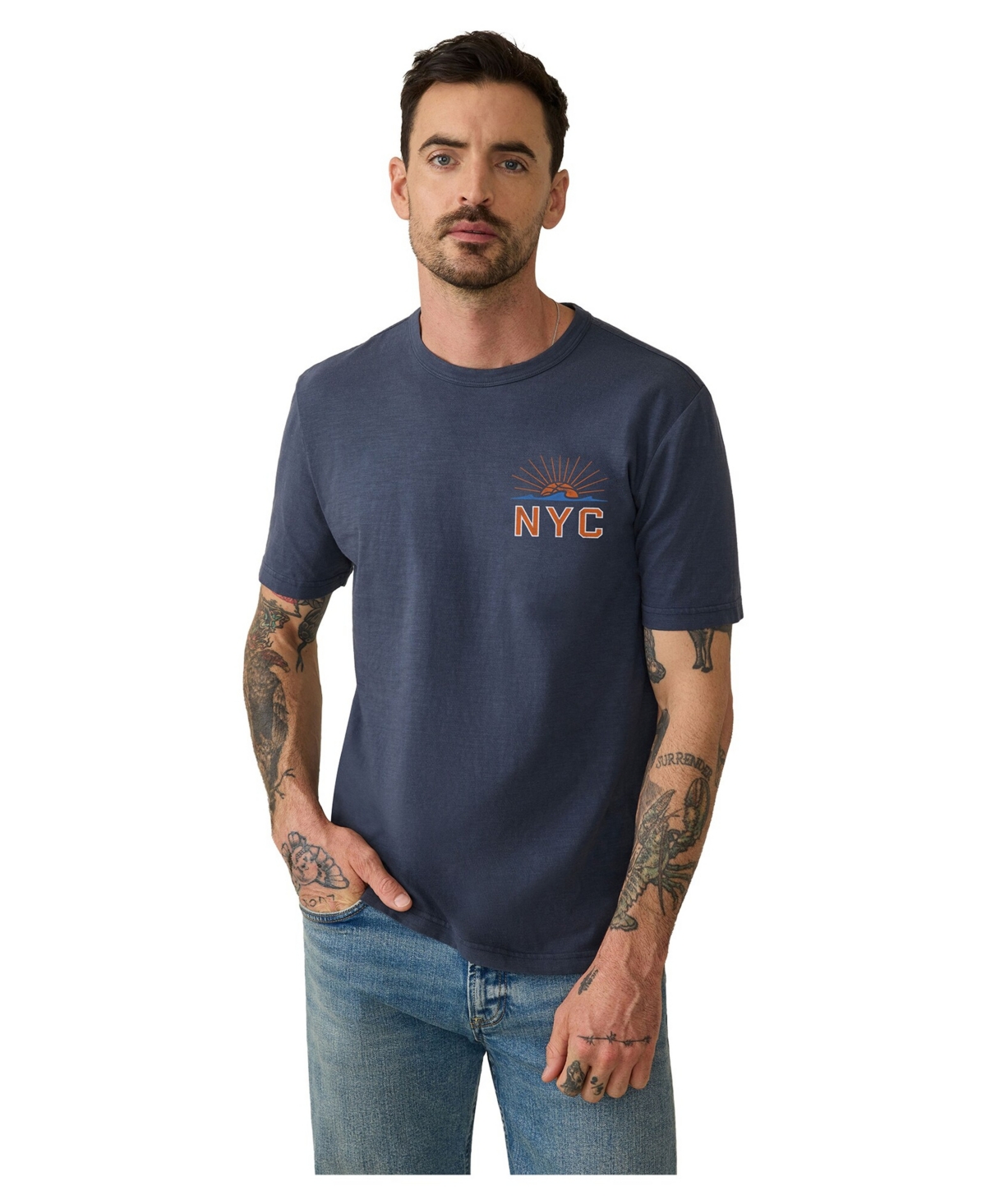 Click here for Faherty Mens Navy New York Knicks Sunwashed T-Shir... prices