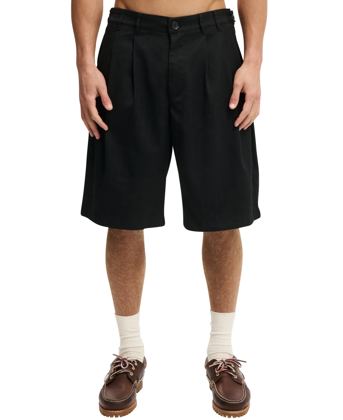 Click here for Cotton On Mens 9 Super Baggy Pleated Shorts - Blac... prices