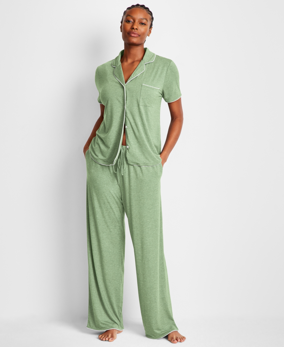 Click here for State of Day Womens Fluid Knit Notched Pajama Set... prices