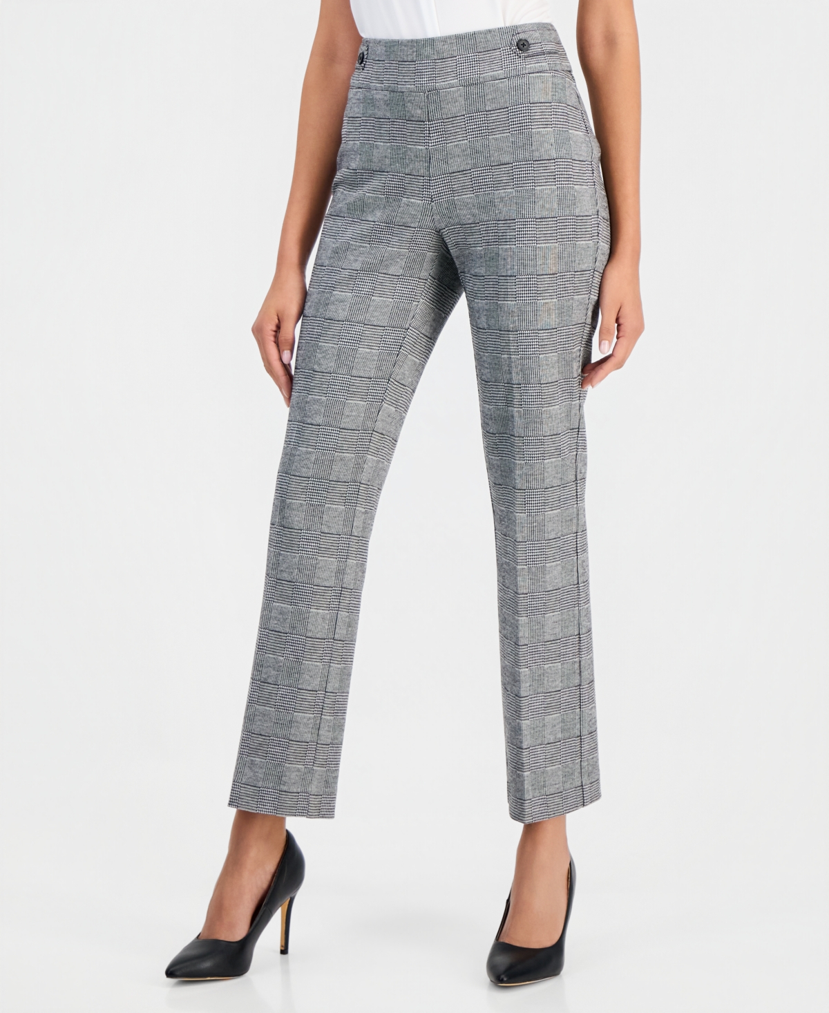Click here for Anne Klein Essentials Petite Check Pull-On Cropped... prices