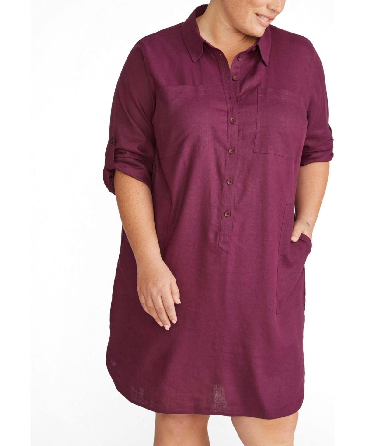 Click here for Universal Standard Plus Size Linen Rubicon Shirtdr... prices
