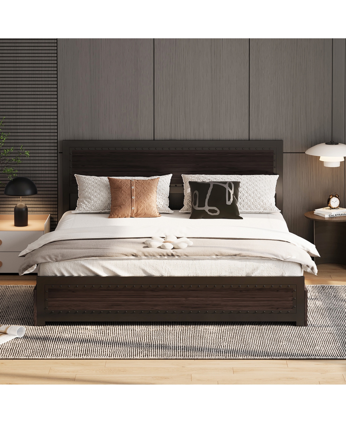 Click here for homfan Platform Bed Frame with Headboard and 4 Sto... prices