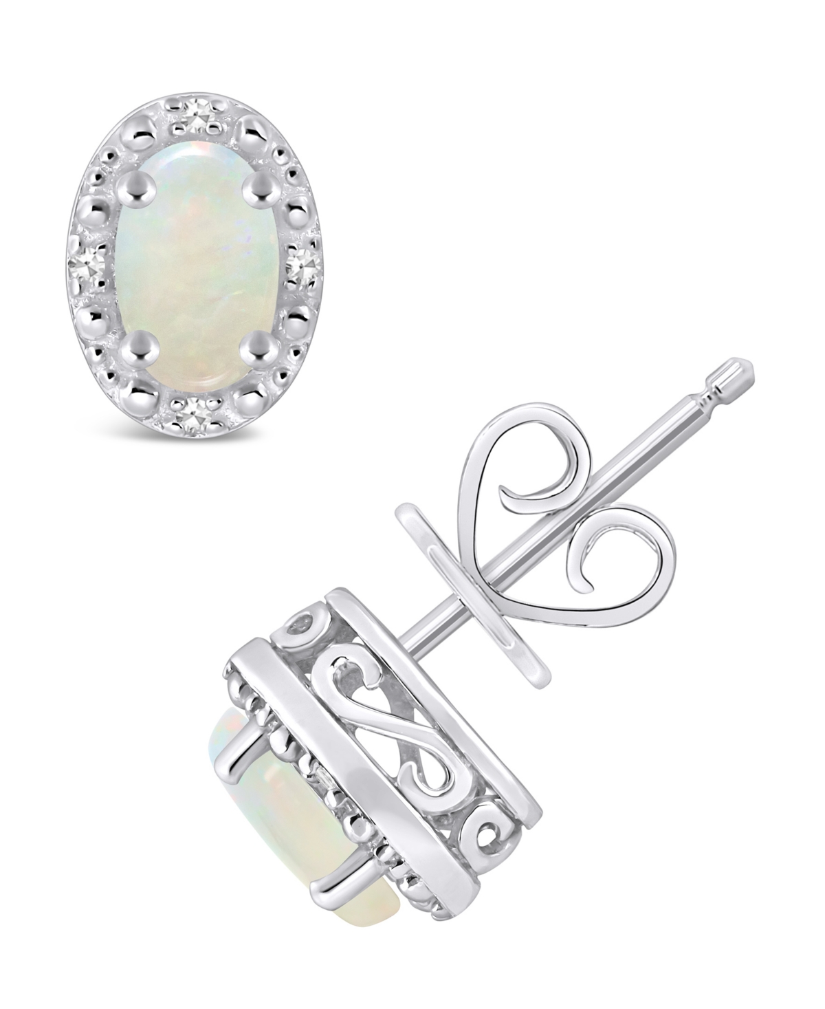 Click here for Gemstone and Diamond Accent Stud Earrings in Sterl... prices