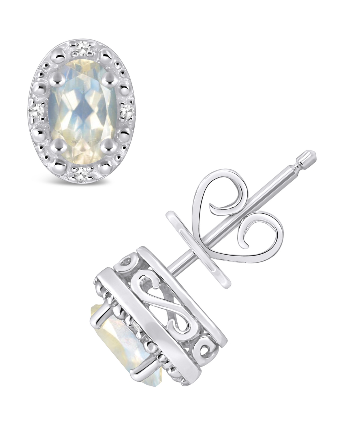 Click here for Gemstone and Diamond Accent Stud Earrings in Sterl... prices