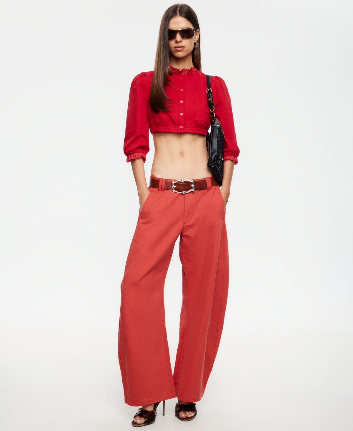 Click here for Lioness Womens Sideline Low-Rise Jeans - Crimson prices