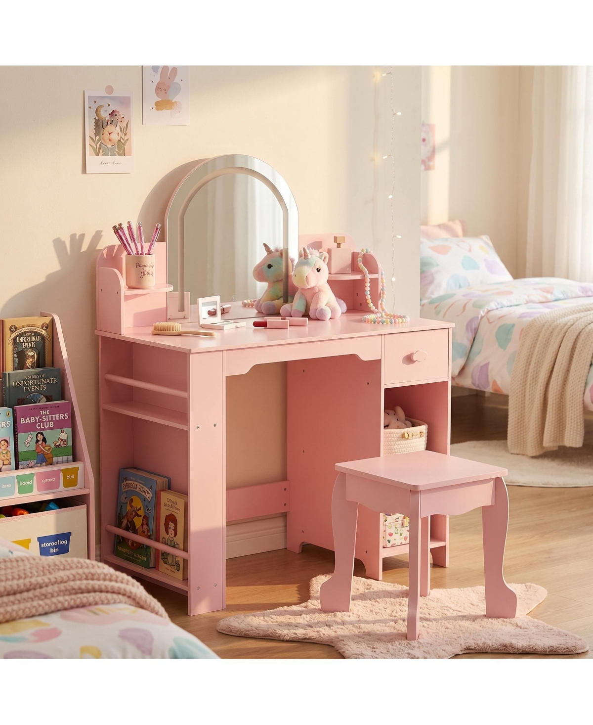 Click here for homfan Led Lighted Kids Vanity Table with Mirror... prices