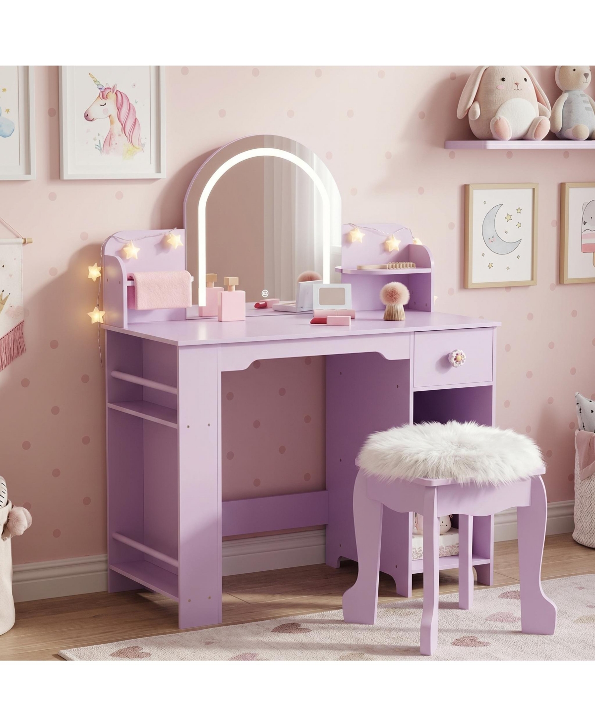 Click here for homfan Led Lighted Kids Vanity Table with Mirror... prices
