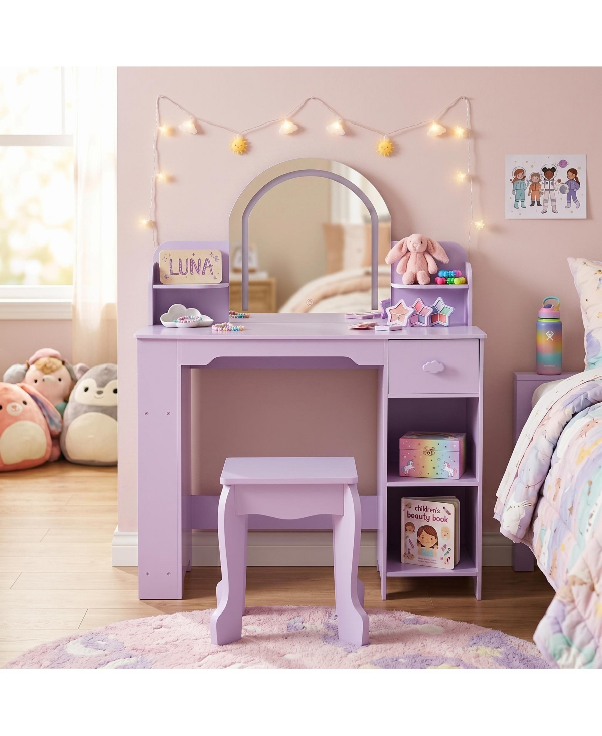 Click here for homfan Led Lighted Kids Vanity Table with Mirror... prices