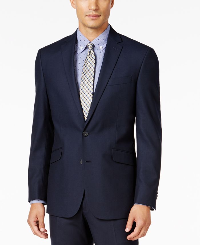 Kenneth Cole Reaction Men's Slim-Fit Tonal Dark Blue Shadow-Check Suit ...