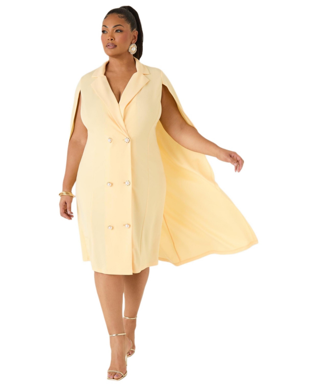 Click here for Ashley Stewart Plus Size Cape Blazer Dress - Yello... prices