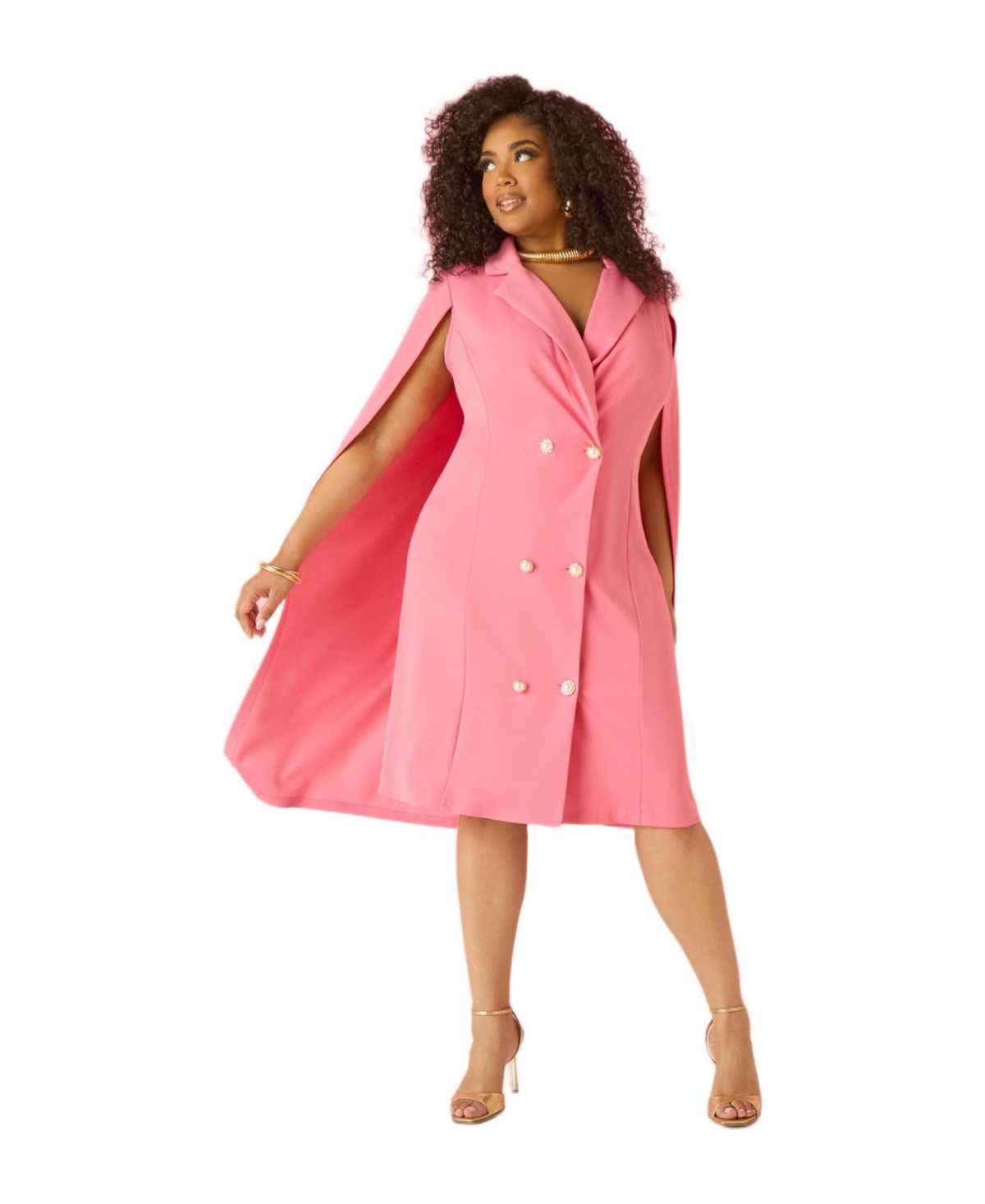 Click here for Ashley Stewart Plus Size Cape Blazer Dress - Pink prices