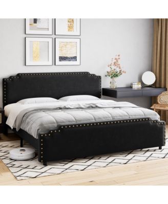 Click here for Homfan Velvet Upholstered Platform Bed Frame With... prices
