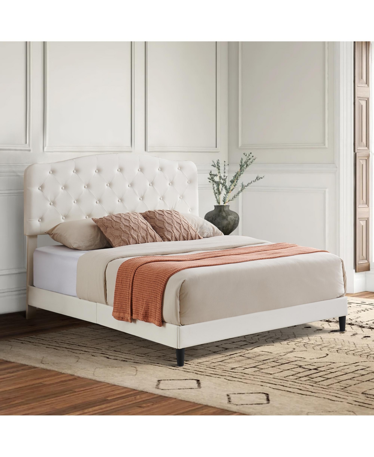 Click here for homfan Faux Leather Upholstered Bed with Adjustabl... prices
