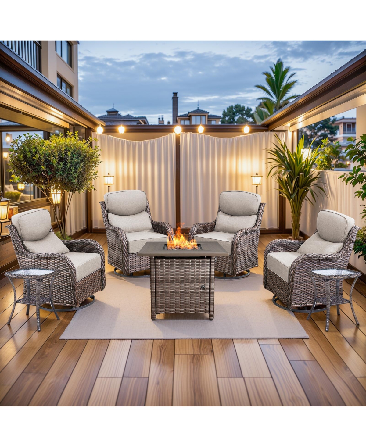 Click here for Pocassy Patio Rocking Swivel Chair with Fire Pit T... prices