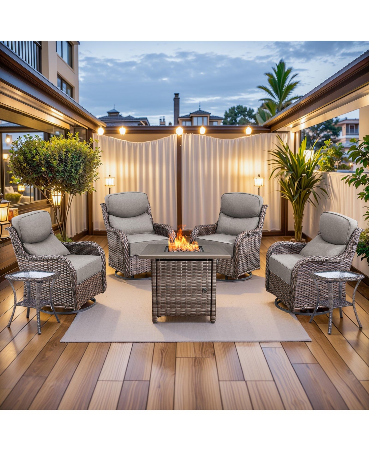 Click here for Pocassy Patio Rocking Swivel Chair with Fire Pit T... prices