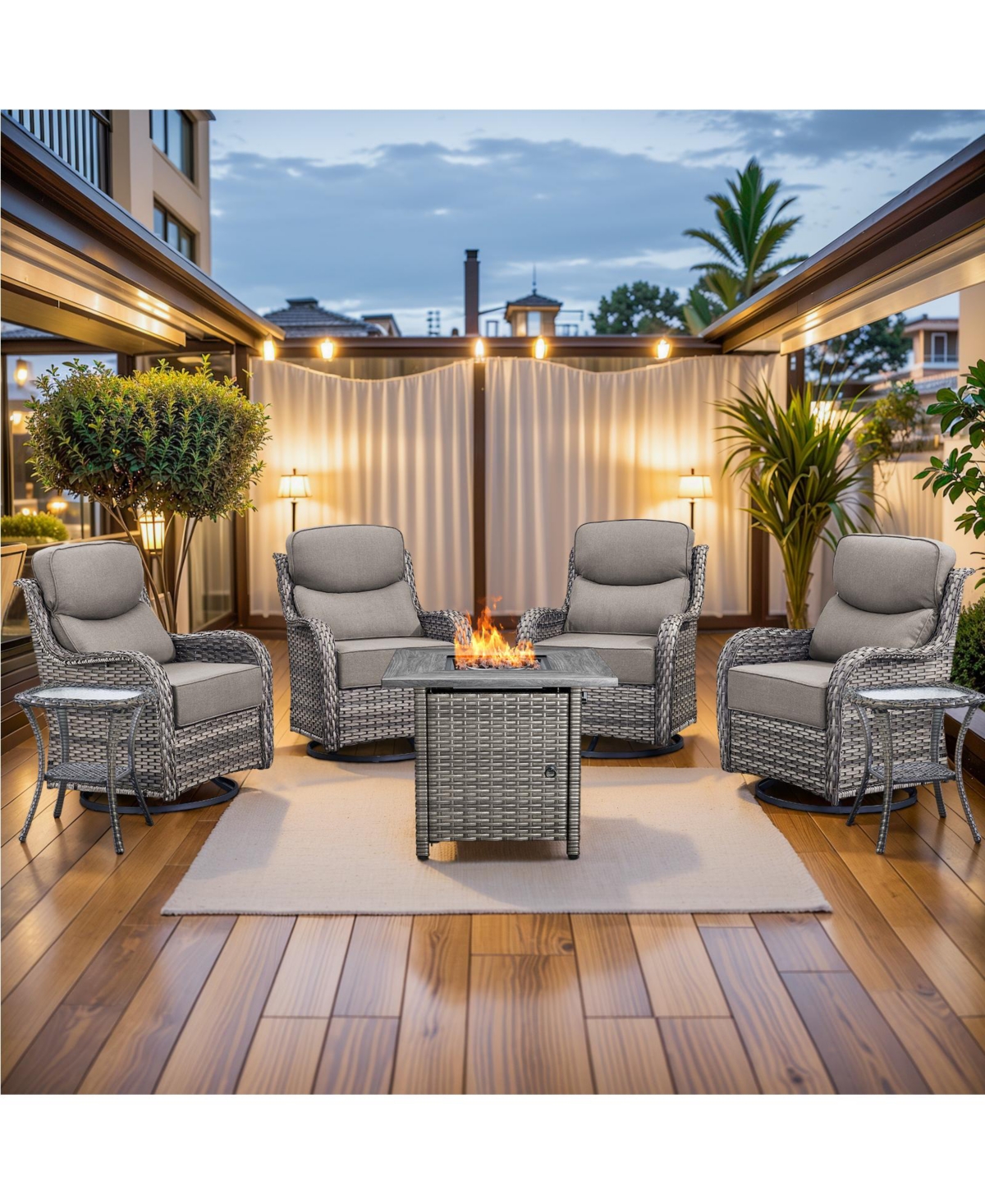 Click here for Pocassy Patio Rocking Swivel Chair with Fire Pit T... prices
