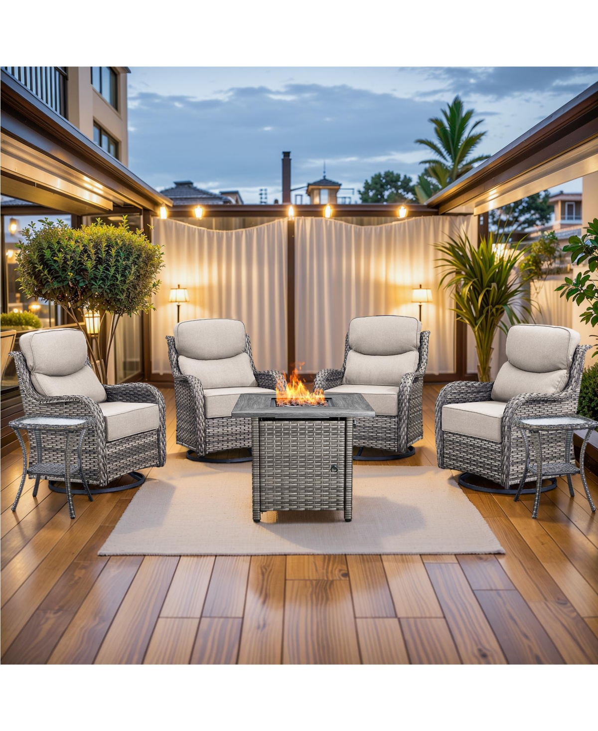 Click here for Pocassy Patio Rocking Swivel Chair with Fire Pit T... prices