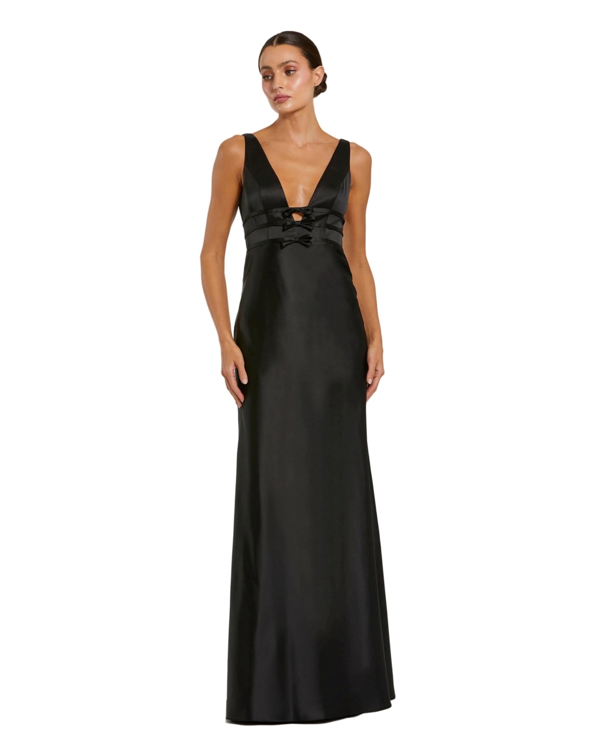 Click here for Mac Duggal Womens Sleeveless V Neck Satin Gown Wit... prices