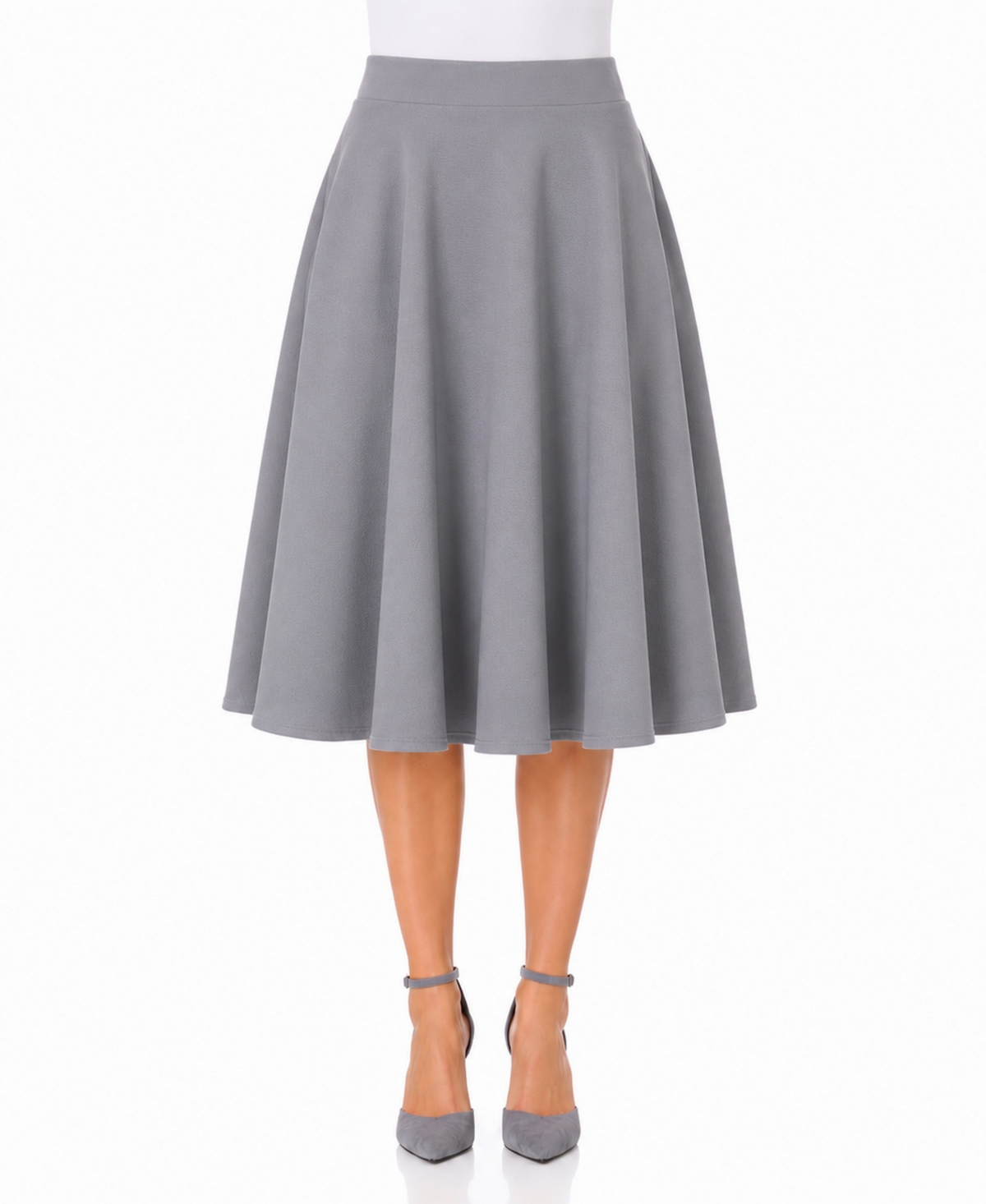 Click here for White Mark Womens Flared Pull-On Midi Skirt - Gray prices