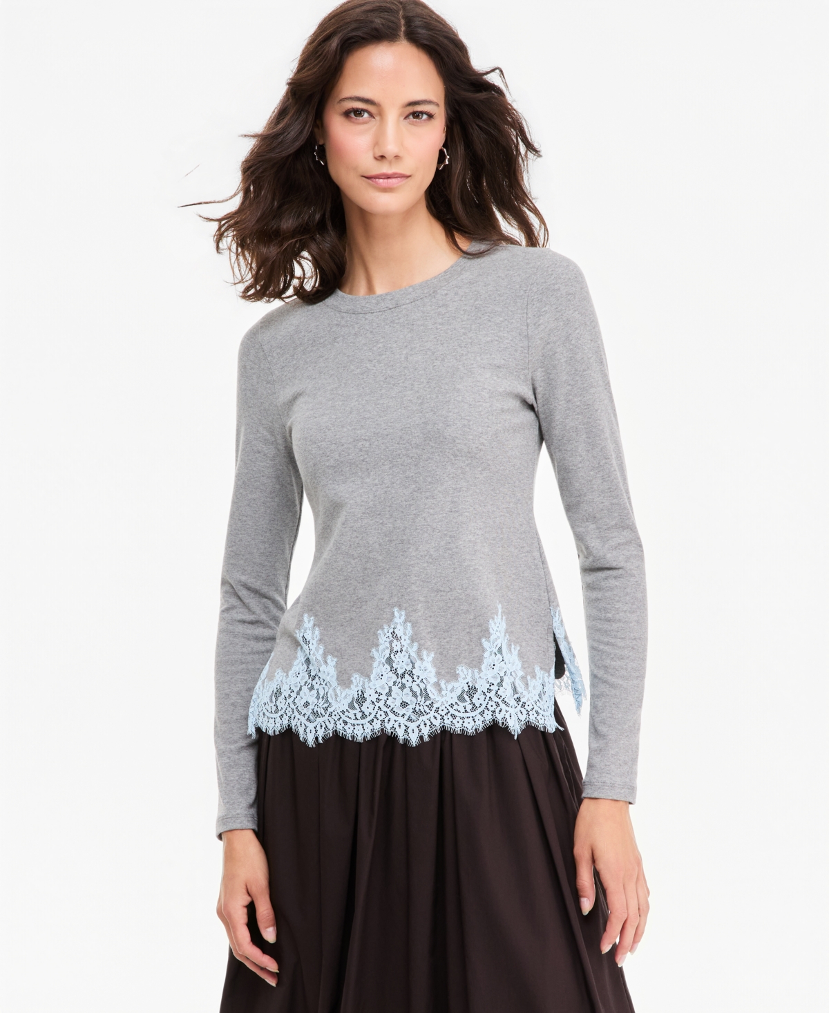 Click here for On 34th Womens Long-Sleeve Lace-Trim Knit Top  Mac... prices