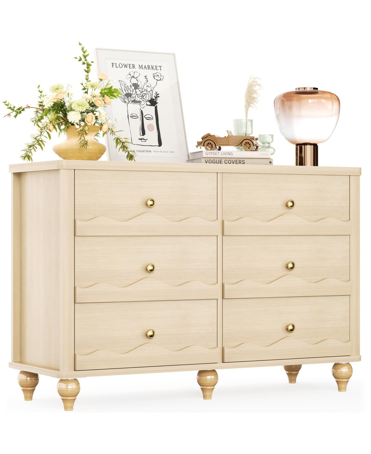 Click here for Aheaplus 43 Wooden Dresser with 6 Drawer  Closet S... prices