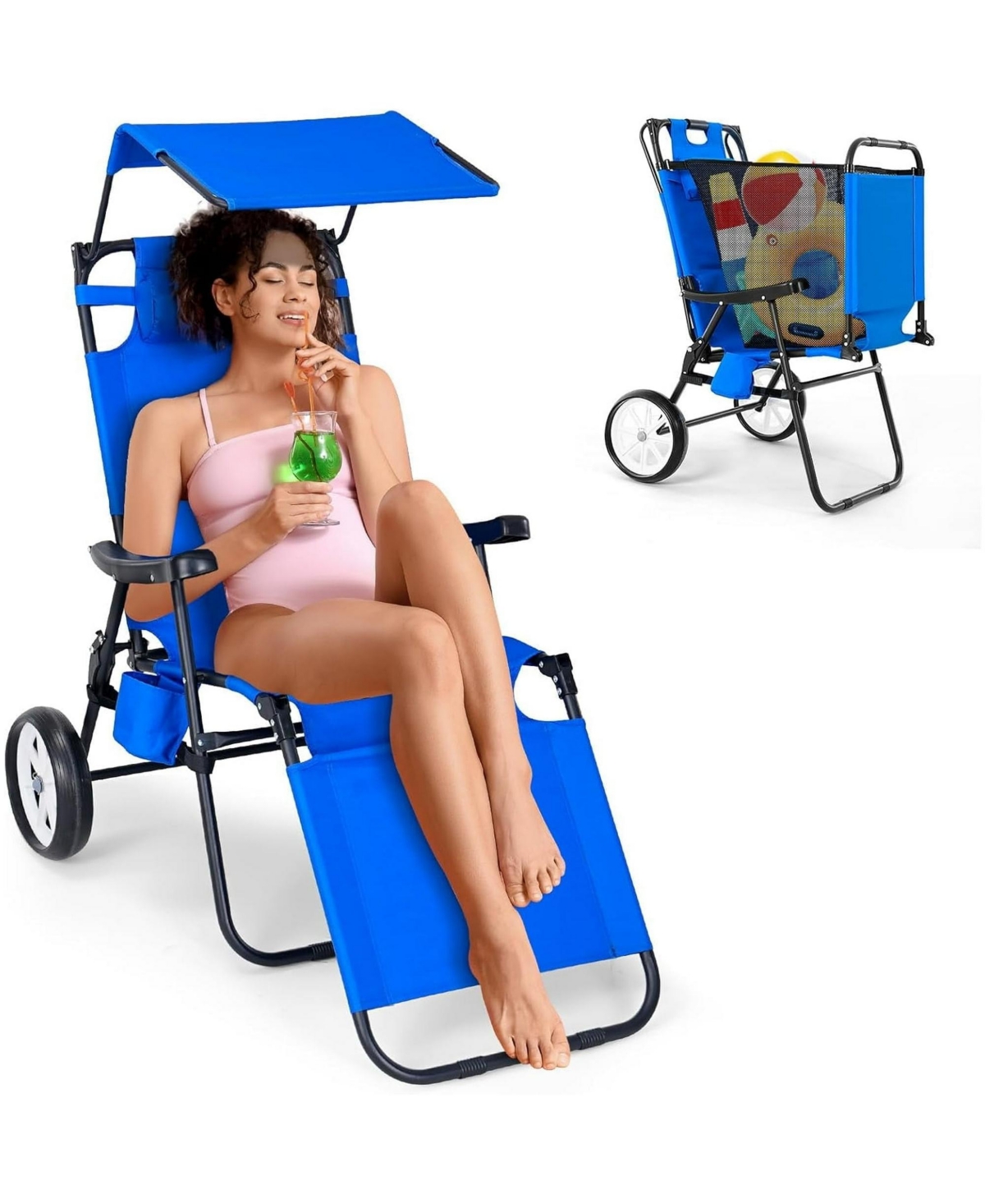 Click here for Aboron Beach Chair with Canopy Shade and Wheels -... prices