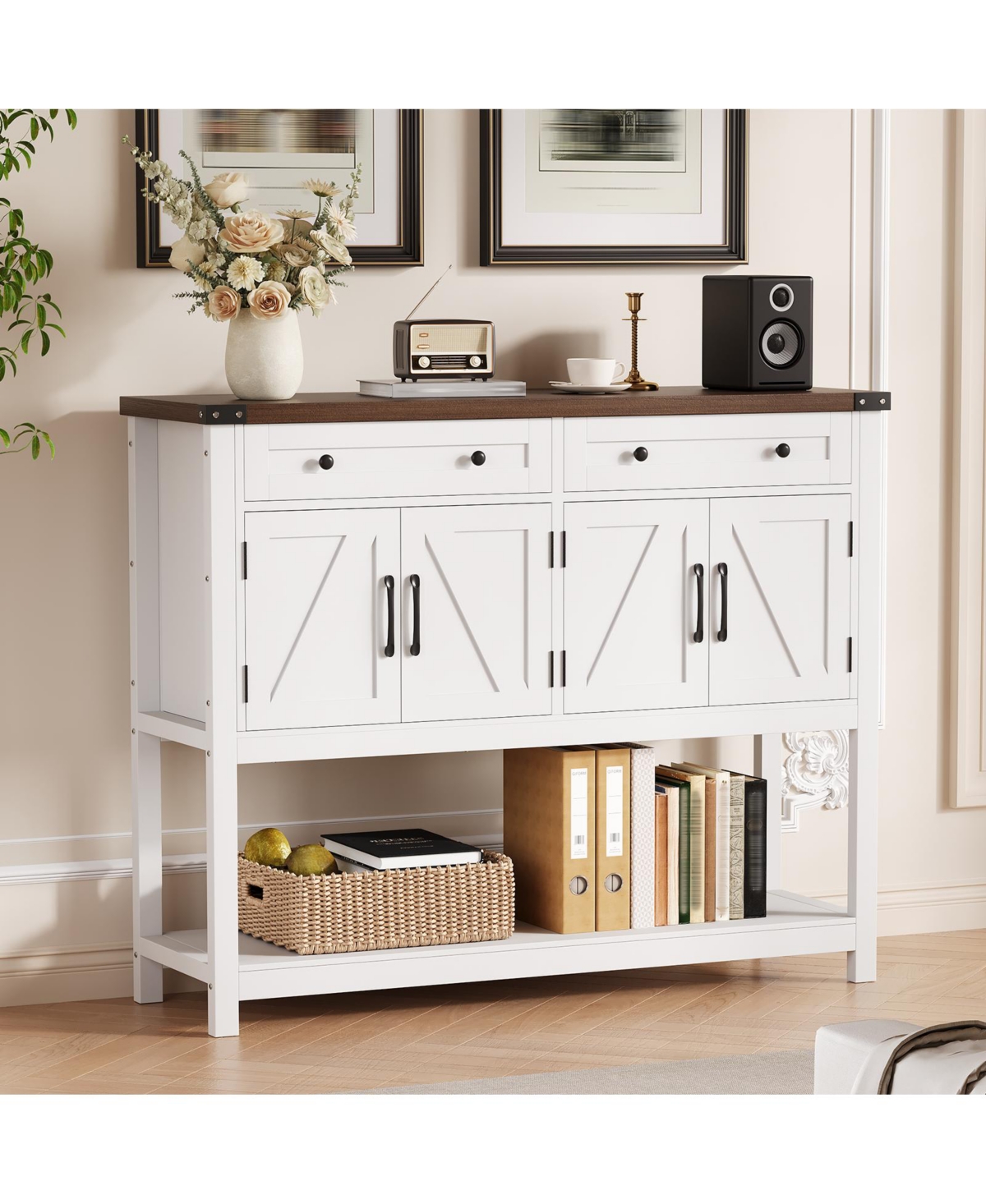 Click here for homfan 47 Inch Modern Farmhouse Wooden Console  Si... prices