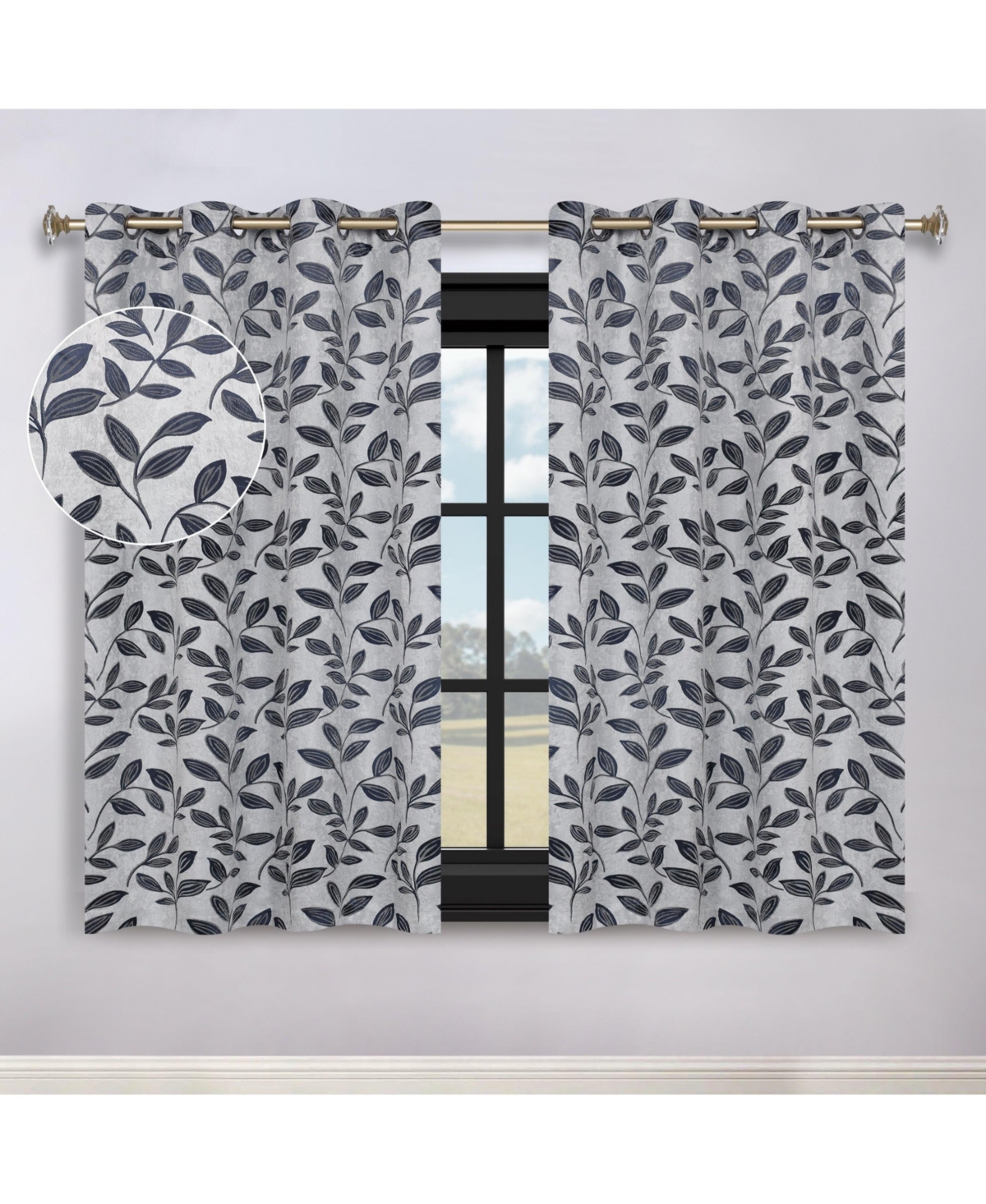 Click here for Superior Leaves Textured Blackout Curtain Set of 2... prices