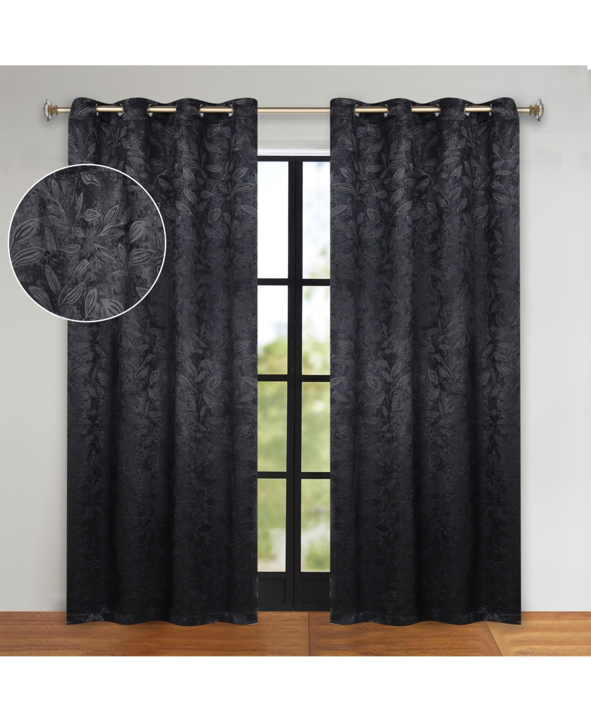Click here for Superior Leaves Textured Blackout Curtain Set of 2... prices