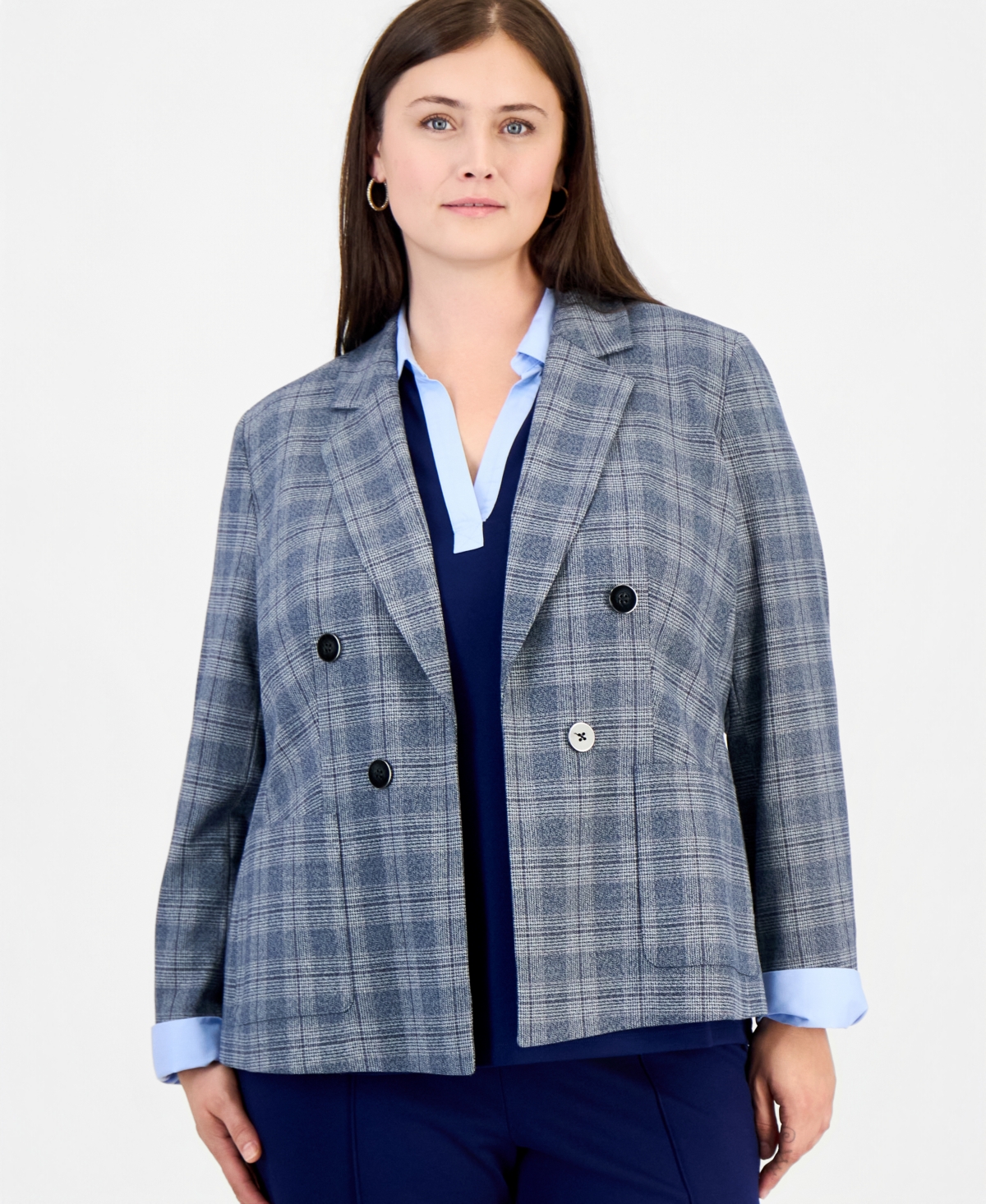 Click here for Jones New York Plus Size Faux Double-Breasted Plai... prices