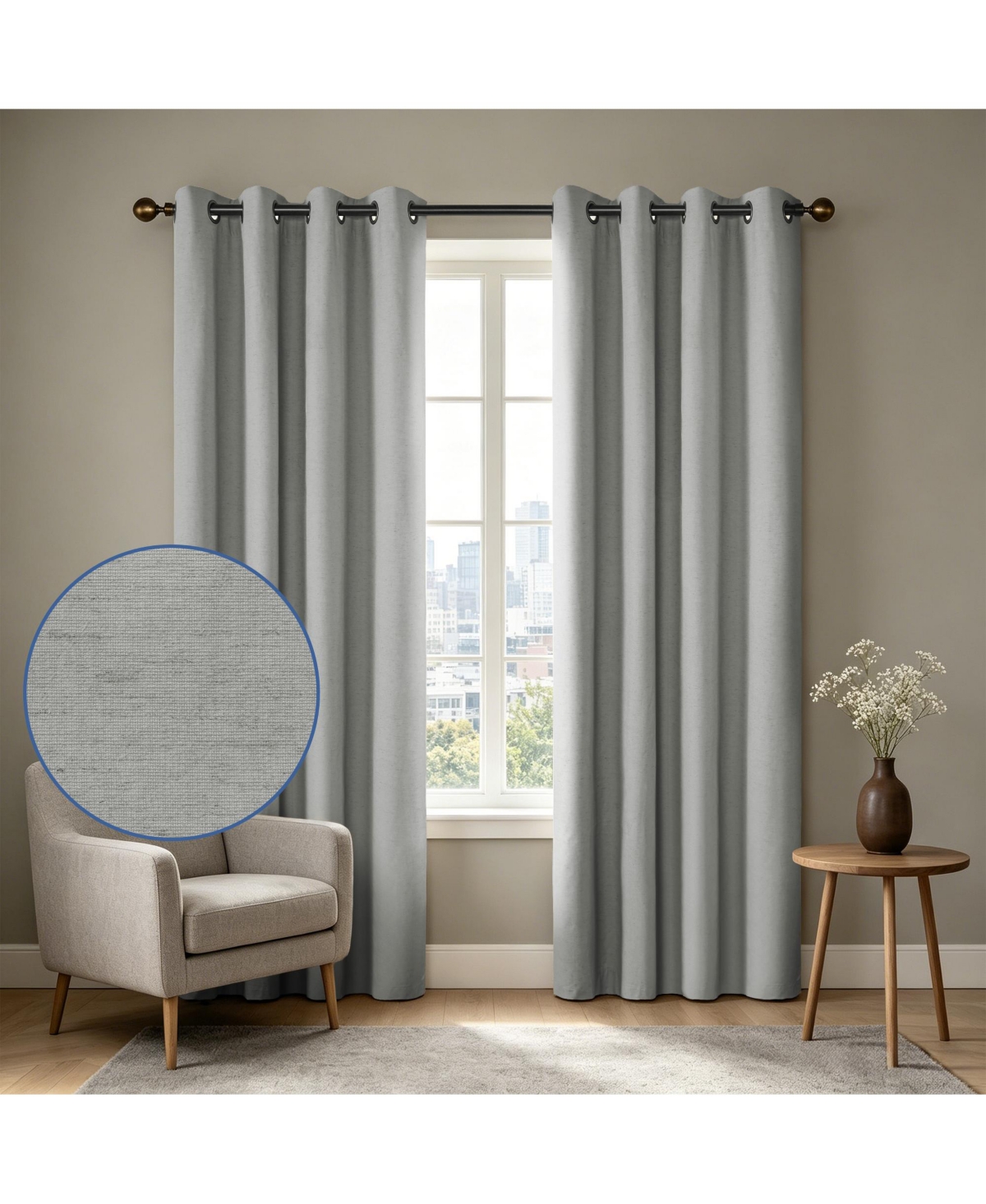 Click here for Linen Blend Total Blackout Grommet Curtains Pair... prices