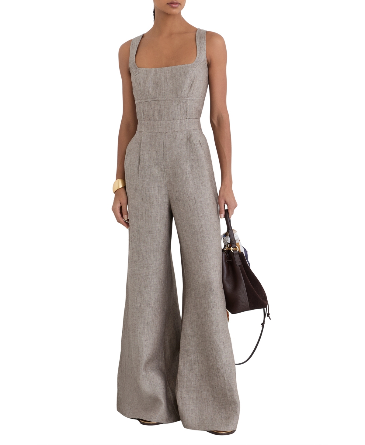 Click here for Reiss Womens Flora Structured Linen Jumpsuit - Neu... prices