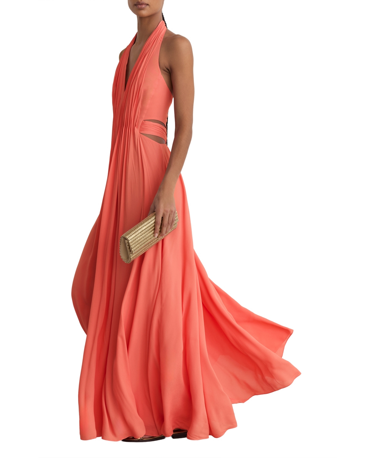 Click here for Reiss Womens Cara Halterneck Pleated Maxi Dress -... prices
