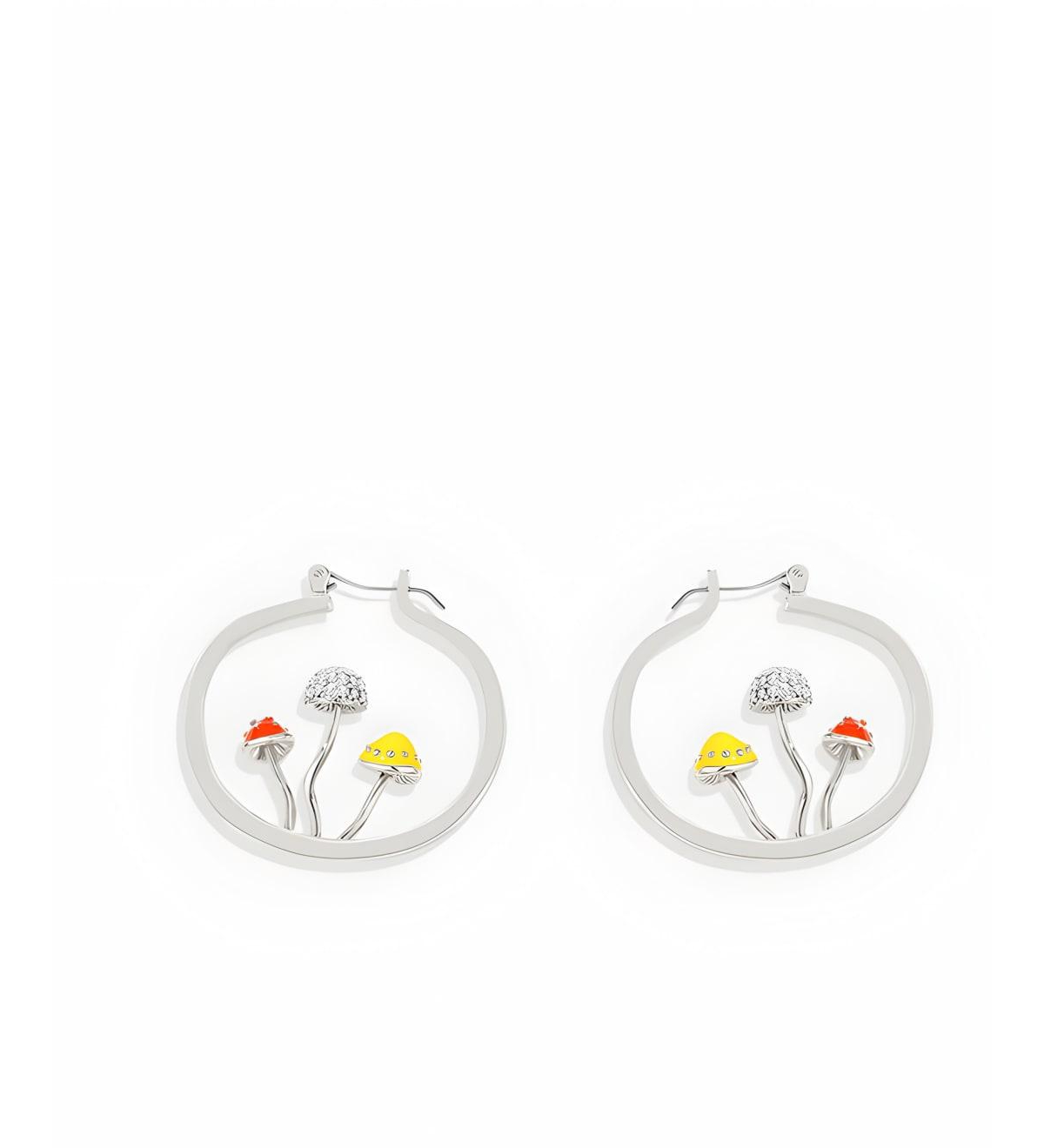 Click here for Mint & Lily Boho Mushroom Hoop Earrings - Silver-t... prices