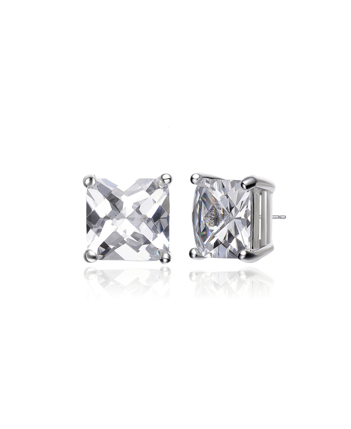 Click here for Sterling Silver Cubic Zirconia Square Studs - Whit... prices